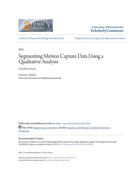 Pdf Segmenting Motion Capture Data Using A Qualitative Analysis