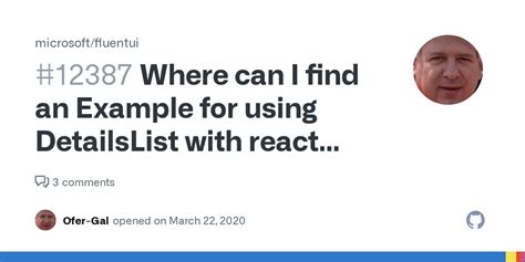 Where Can I Find An Example For Using Detailslist With React Hooks · Issue 12387 · Microsoft