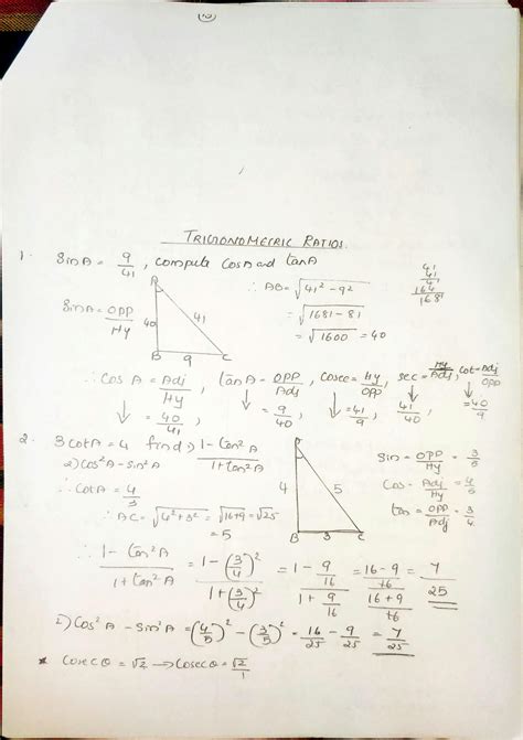 SOLUTION Trignometric Ratios Cheat Notes Class 10 Ncert Studypool