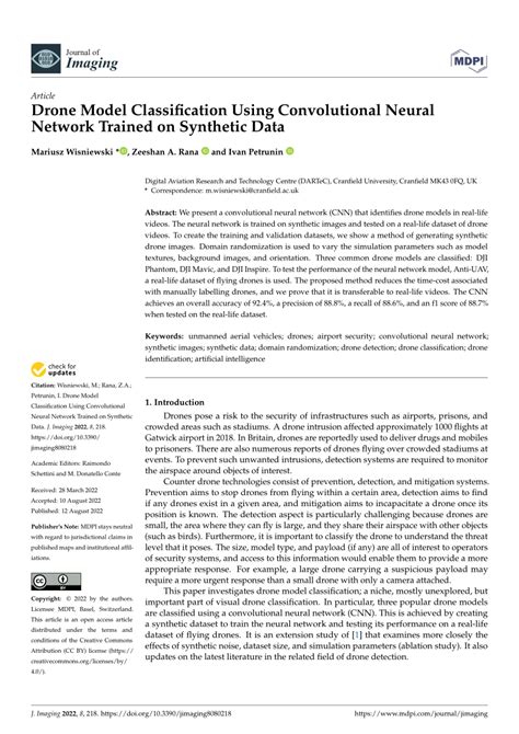 PDF Drone Model Classification Using Convolutional Neural Network Trained On Synthetic Data