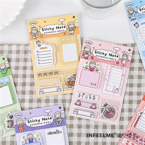 Have Fun Series Cute Girl Rabbit Bear Memo Pad Kawaii Sticky Notes Girl Diary Diy Decorative