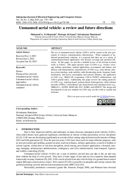 Pdf Unmanned Aerial Vehicle A Review And Future Directions