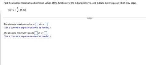 Solved Find The Absolute Maximum And Minimum Values Of The