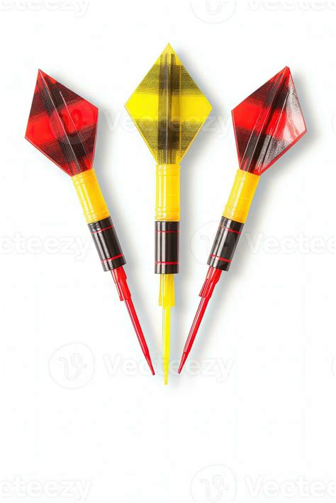 Fun Dart Game With Three Small Darts In Red And Yellow Stock Photo At Vecteezy