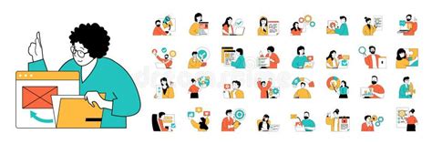 Marketing And Development Concept With People Situations Mega Set In Flat Web Design Stock