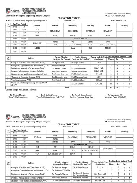computer engineering time table term ii 2024 25 30 december 2024