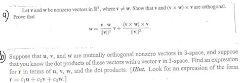 Solved Let V And W Be Nonzero Vectors In R Where V Chegg