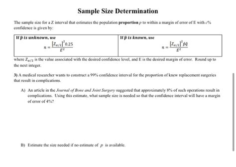 Solved Sample Size Determination The Sample Size For A Z Chegg