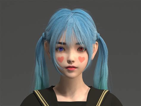 C4d建模 双马尾jk制服少女 4号仙人掌 站酷zcool