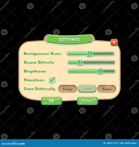 Game Settings Ui Vector Elements Design Stock Illustration Illustration Of Game Mission
