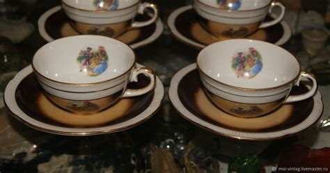 Винтаж Кофейная пара Chodziez Poland 1960е 4 пары купить в интернет магазине Ярмарка Мастеров