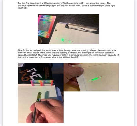 Solved For This First Experiment A Diffraction Grating Of Chegg