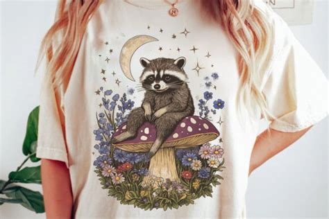 Raccoon On Toadstool Mushroom Bundle Graphic By Vioglow Creative Fabrica