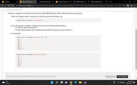 Solved Create A C Program To Simulate The Working Of An ATM Chegg Com