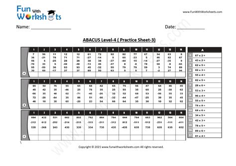 Abacus Practice Worksheets Level 4