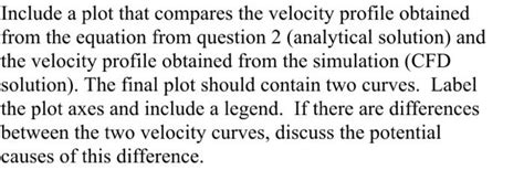 Solved Include A Plot That Compares The Velocity Profile Chegg