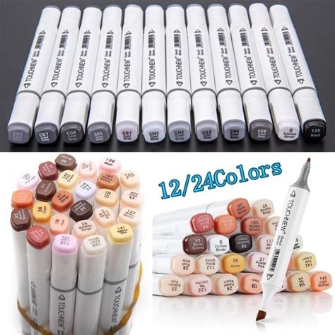 Touchnew 12 24 Colors Gray Skin Sketch Art Markers Artist Marker Pens Blendable Alcohol Markers