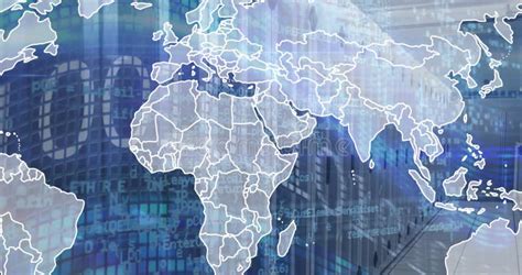 Animation Of World Map Binary Coding And Data Processing Over Empty