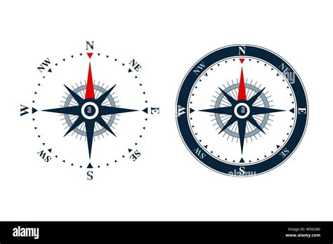 Compass Rose Icons On White Background Navigation Symbols Design Stock