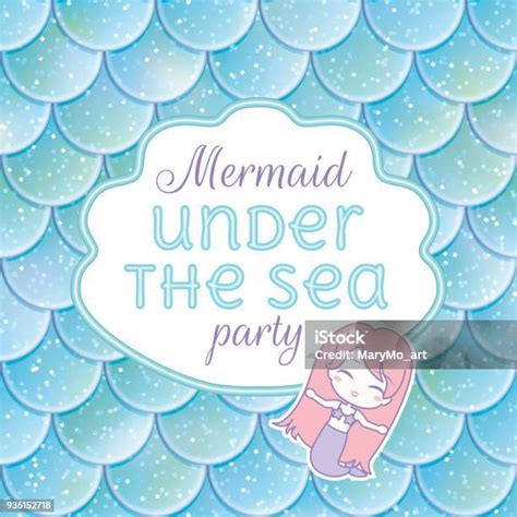 파티 초대입니다 맘에 들어 물고기 비늘 귀여운 인 어 Stiker 및 프레임 벡터 일러스트 레이 션 여자 인어에 대한 스톡 벡터 아트 및 기타 이미지 Istock