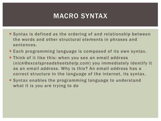 Getting Started With Microsoft Excel Macros Ppt