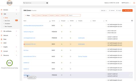 Create A Dns Template Based On A Basic Dns Zone Realtime Register