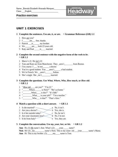 Unit 1 Exercises Pdf