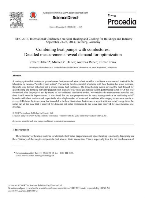 Pdf Combining Heat Pumps With Combistores Detailed Measurements