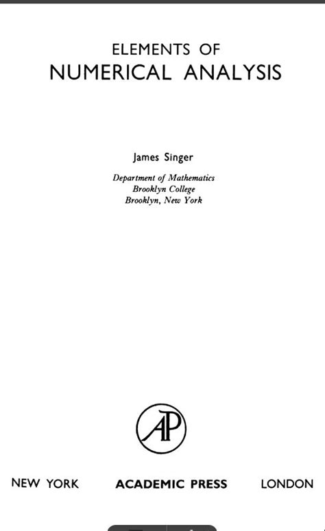 Solutions For Elements Of Numerical Analysis 1st By James Singer Book