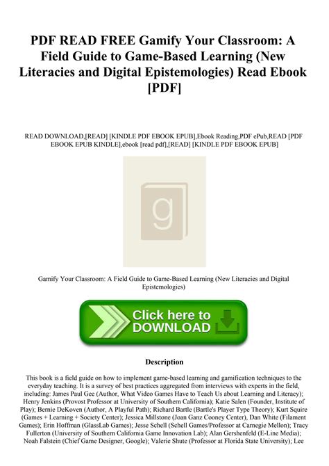 Pdf Read Free Gamify Your Classroom A Field Guide To Game Based