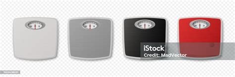 벡터 3d 현실적인 욕실 비늘입니다 욕실 체중계 아이콘 세트 근접 촬영은 정면 평면도에서 격리됩니다 클래식 레트로 욕실 바닥 저울 디자인 템플릿 3차원 형태에 대한 스톡