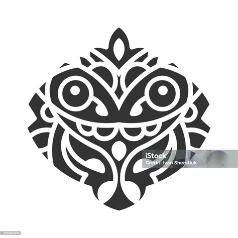 원형 기하학적 패턴이 있는 복잡한 흑백 부족 개구리 그림으로 대담한 선과 대칭적인 디자인이 특징이며 문신과 로고에 이상적입니다 개구리에 대한 스톡 벡터 아트 및 기타 이미지