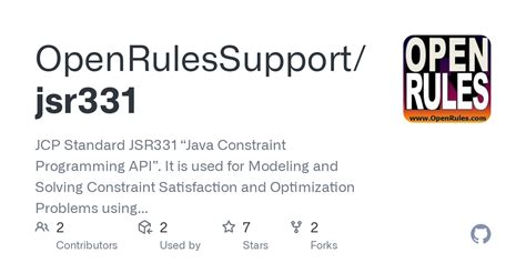 github openrulessupport jsr331 jcp standard jsr331 “java constraint programming api” it is
