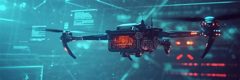 Futuristic Drone With Advanced Digital Targeting Interface For