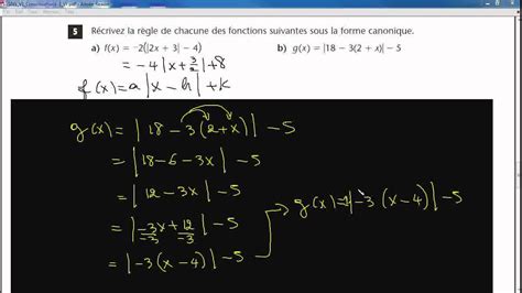 Secondaire 5 Sn Québec Fonction Valeur Absolue Récrivez La Règle Sous