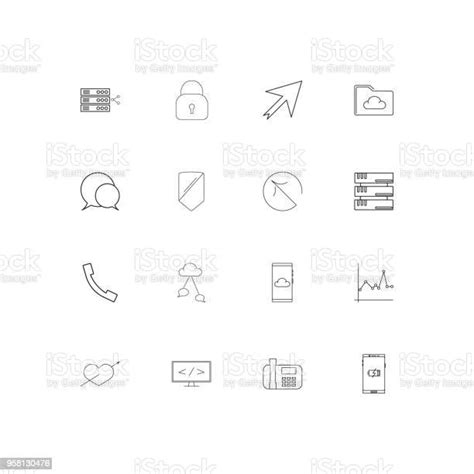 네트워크 및 데이터베이스 선형 얇은 아이콘 세트입니다 간단한 벡터 아이콘 설명 0명에 대한 스톡 벡터 아트 및 기타 이미지