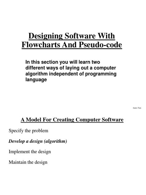Designing Software With Flowcharts And Pseudo Code Pdf Algorithms