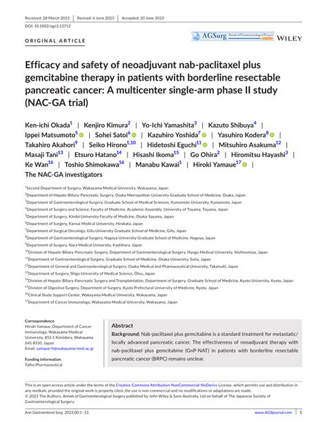 Pdf Efficacy And Safety Of Neoadjuvant Nab‐paclitaxel Plus