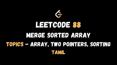 Merge Sorted Array Leetcode 88 C Tamil Youtube