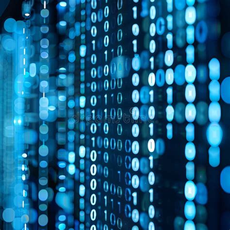 Abstract Blue Technology Background Stream Of Digital Binary Code Data Flow Data Transfer