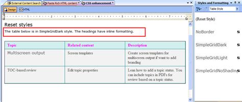 Example Reset A Table Style