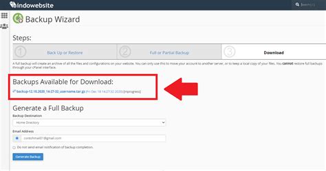 Cara Full Backup Melalui Backup Wizard Di CPanel IndoWebsite