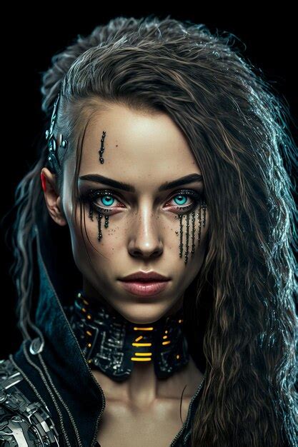 Premium Photo Neon Fantasy Fusion Futuristic Woman In Gas Mask 3d Illustration Ai Generated