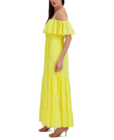 Julia Jordan Womens Off The Shoulder Tiered Chiffon Maxi Dress Macys