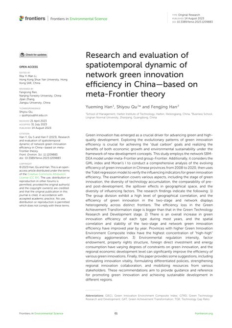 Pdf Research And Evaluation Of Spatiotemporal Dynamic Of Network Green Innovation Efficiency