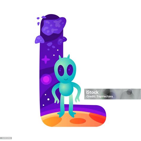 문자 L을 글꼴과 알파벳 대문자로 외계인 벡터 그림이 있는 굵은 그림 0명에 대한 스톡 벡터 아트 및 기타 이미지 0명
