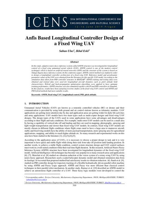 Pdf Anfis Based Longitudinal Controller Design Of A Fixed Wing Uav