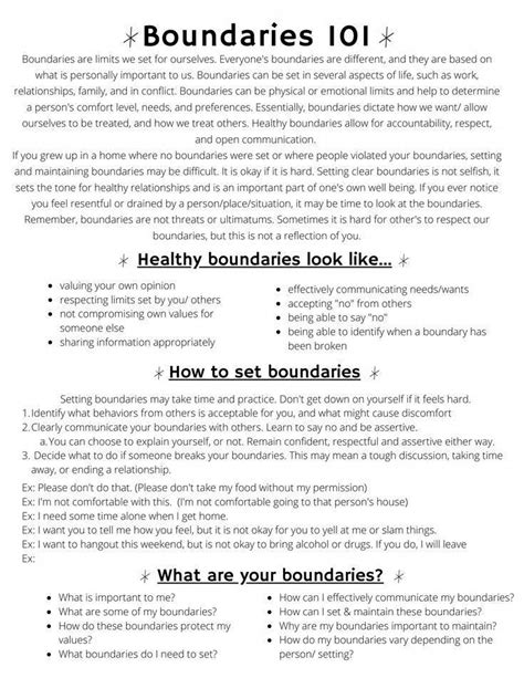 Boundaries 101 Worksheet Therapy Worksheets Mental And Emotional Health