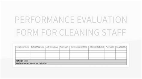 Assessing Cleaning Staff Performance Effective Evaluation Form Excel