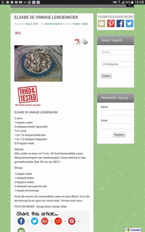 Lemoenkoek Met Stroop Cupcake Cakes Easy Cake Recipes Cake Recipes